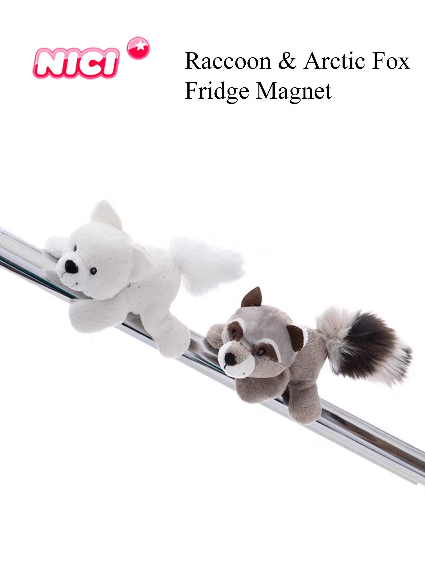 NICI Raccoon/Arctic Fox Fridge Magnet 4.7in/12cm – D2 LUXE BLOOMS
